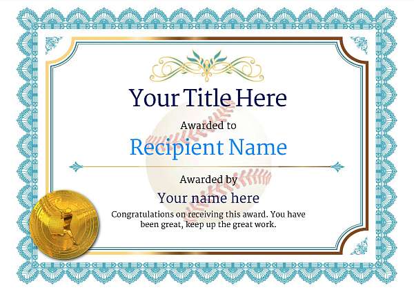 Use Free Baseball Certificate Templates By Awardbox