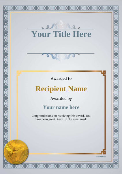 Free Fencing Certificate templates - Add Printable Badges & Medals