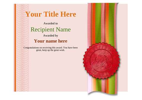 Free Cycling Certificate templates - Add Printable Badges & Medals