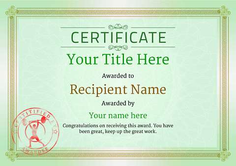 Free Weightlifting Certificate templates - Add Printable Badges & Medals