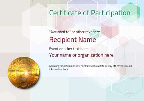 Participation Certificate Templates - Free, Printable, Add badges & medals.