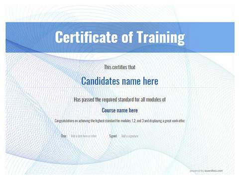 Certificate of Training - Free and Simple to Use