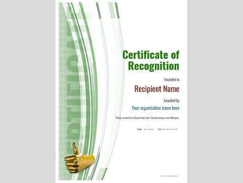 Free Certificate of Recognition template downloads. Easy online editing