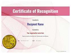 Free Certificate of Recognition template downloads. Easy online editing