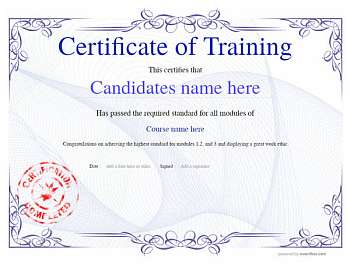 Certificate of Training - Free and Simple to Use