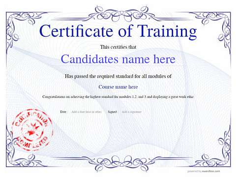Certificate of Training - Free and Simple to Use
