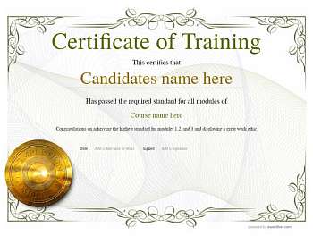 Certificate of Training - Free and Simple to Use