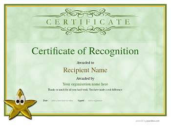 Free Certificate of Recognition templates. Easy online editing
