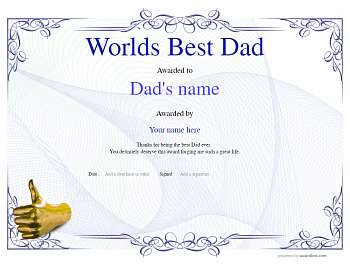 Worlds Best Dad Certificates - Use Free templates by Awardbox